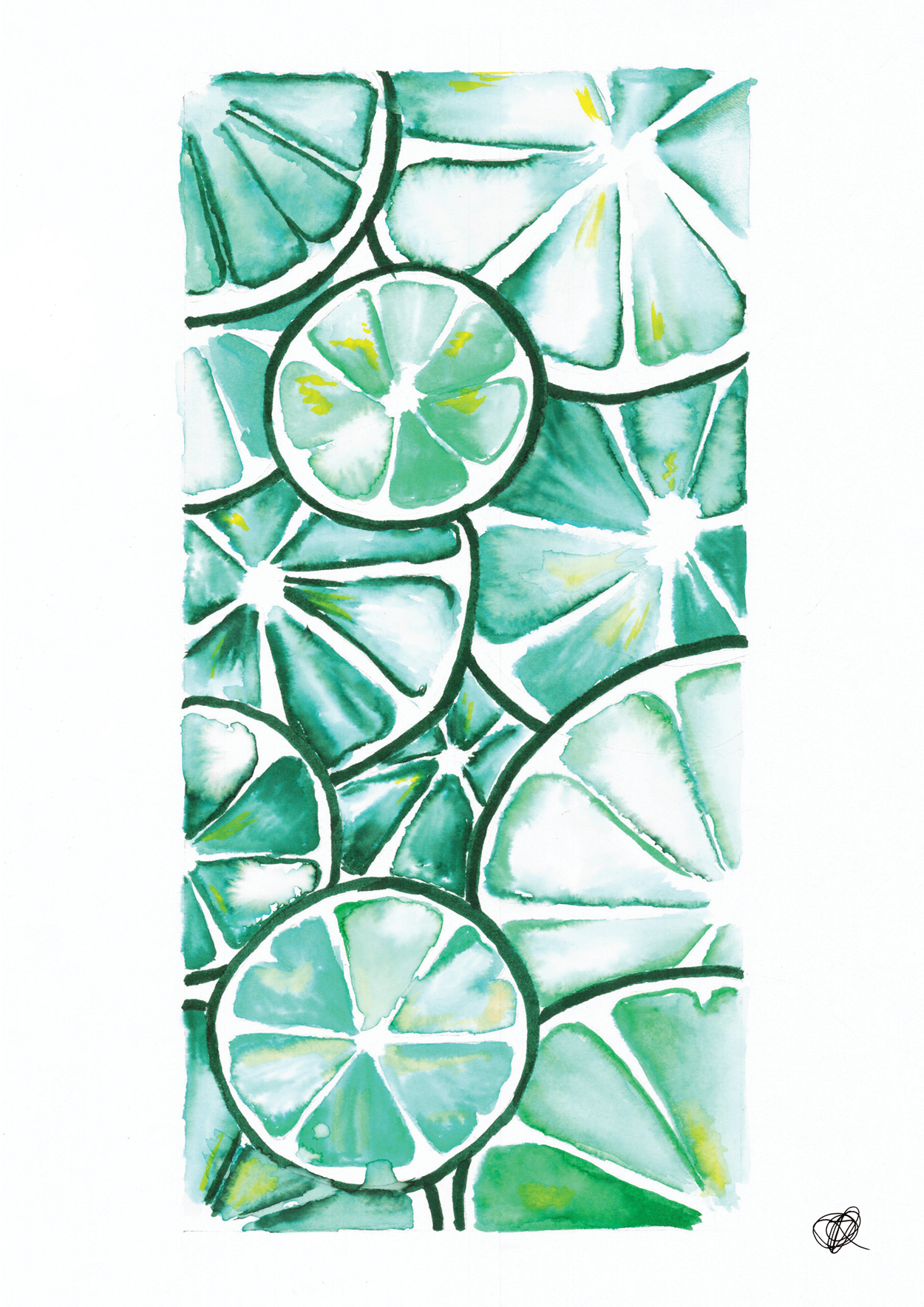 Watercolour Lime Slices - Jenna Caitlin Designs